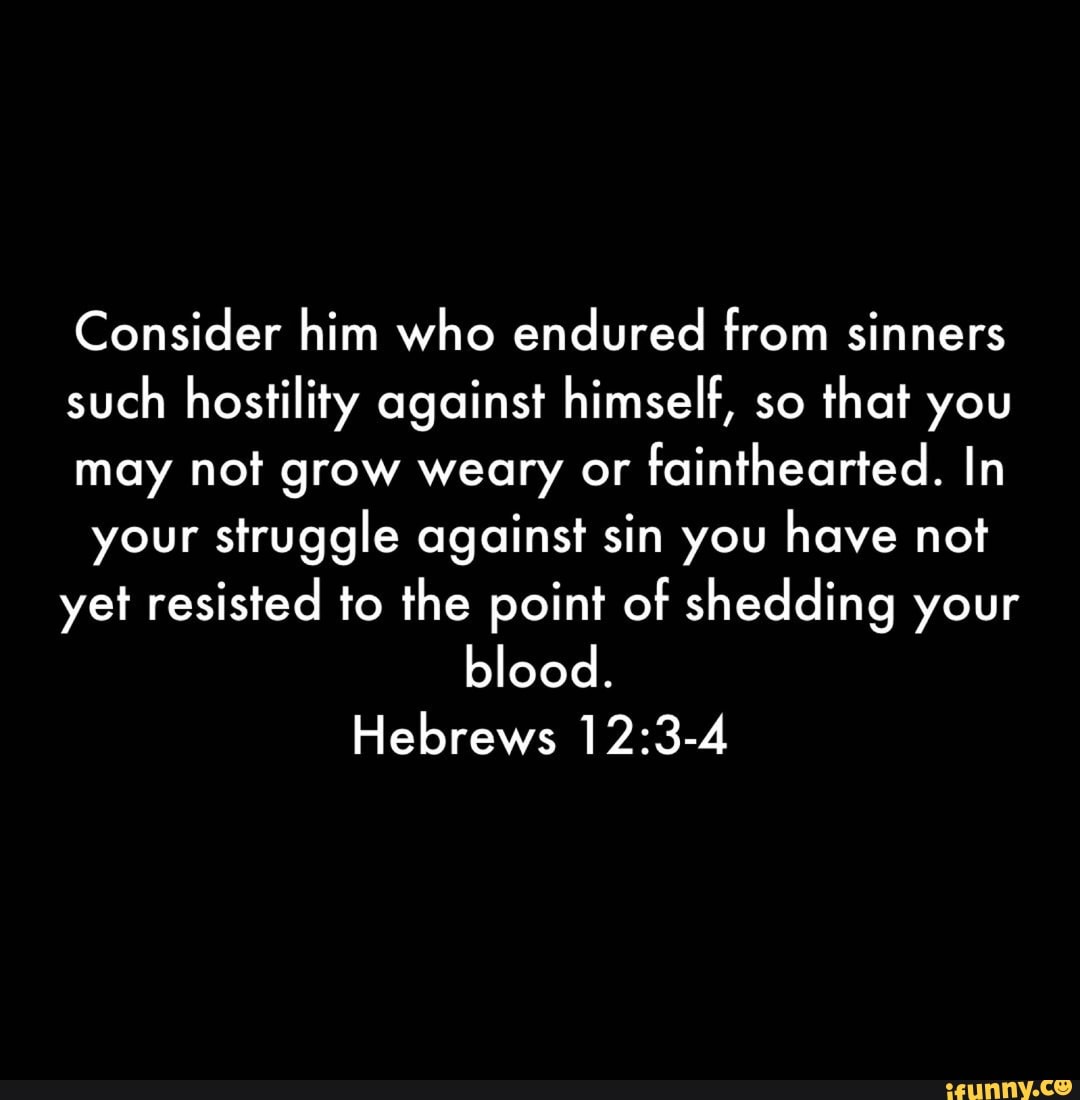 Consider him who endured From sinners such hostility against himself ...