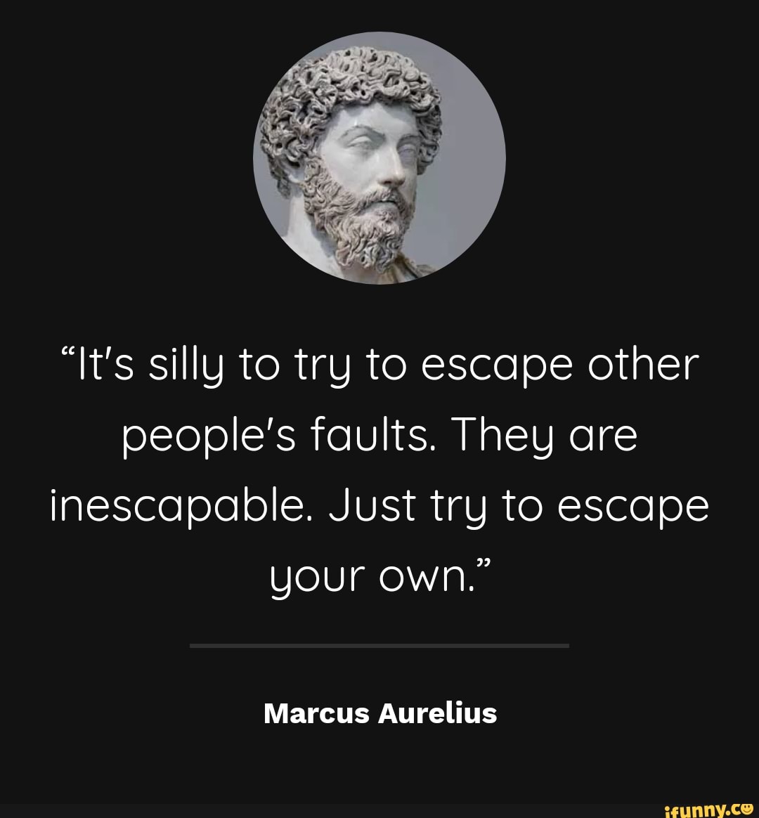 "It's silly to try to escape other people's faults. They are ...