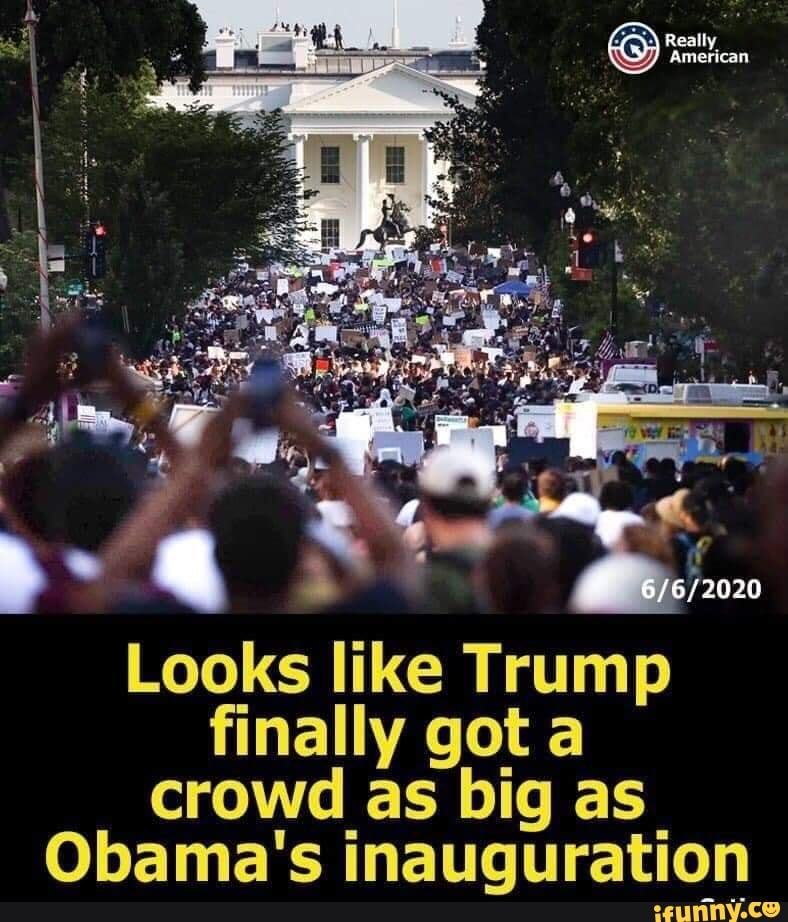 Looks like Trump finally got a crowd as big as Obama's inauguration ...