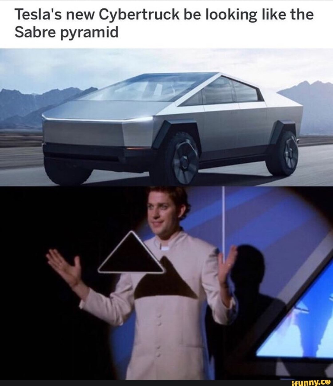 Tesla's new Cybertruck be looking like the Sabre pyramid - iFunny
