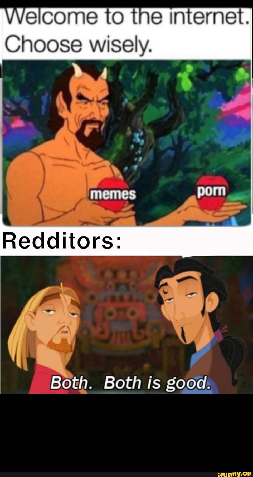 'Welcome to the internet. Choose wisely. memes Both. Both is good: - iFunny
