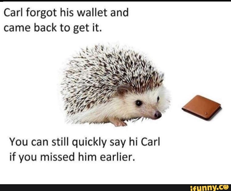 Carl forgot his wallet and came back to get it. You can still quickly ...