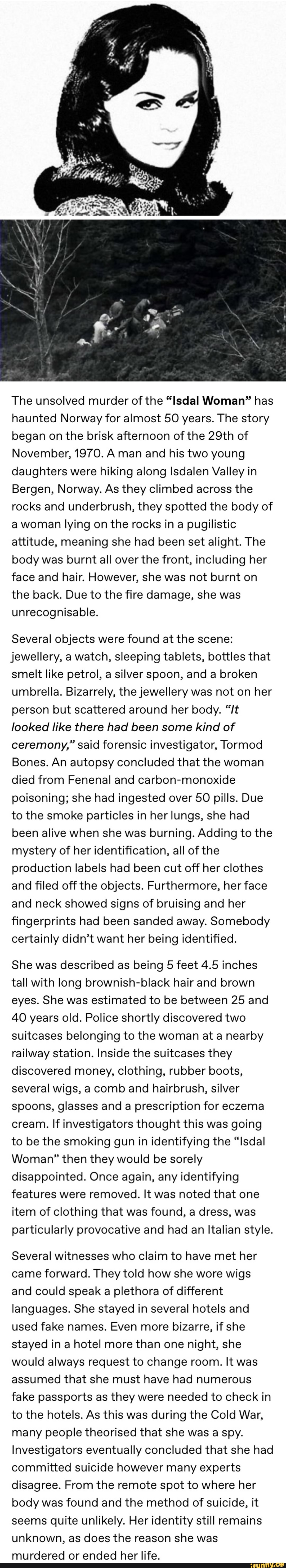 The unsolved murder of the "Isdal Woman" has haunted Norway for almost ...