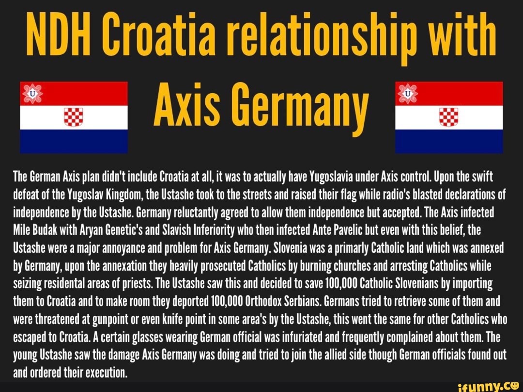 NDH Croatia relationship with The German Axis plan didn't include ...