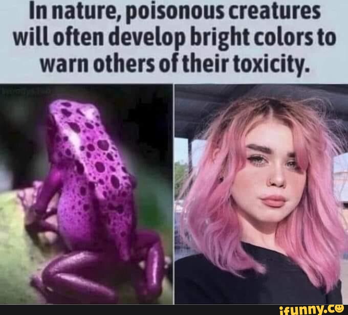 In nature, poisonous creatures will often develop bright colors to warn ...