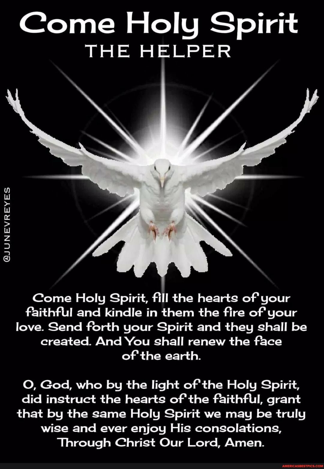 Come Holy Spirit THE HELPER @JUNEVREYES Come Holy Spirit, fill the ...