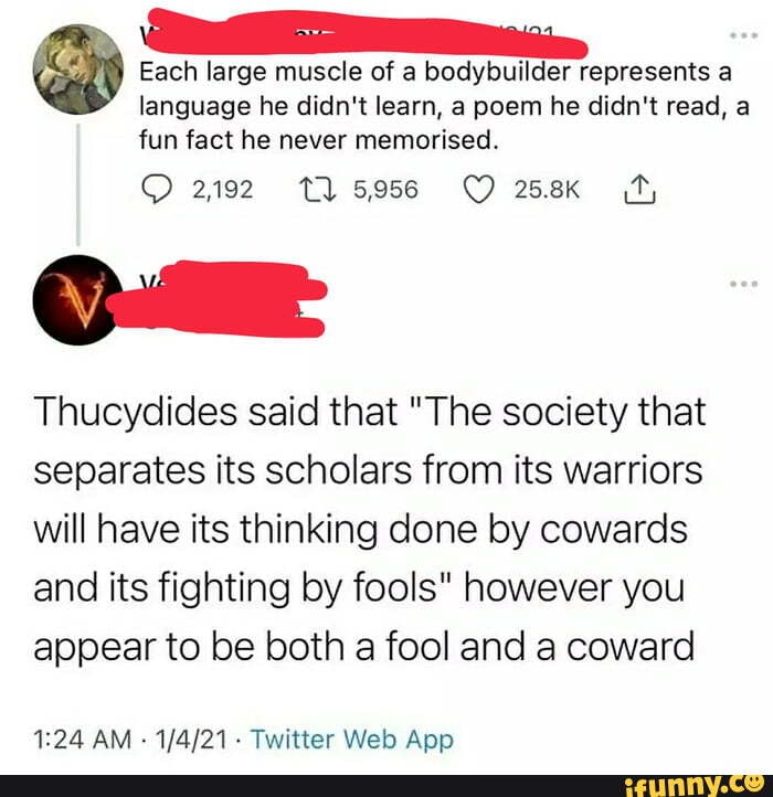 Each large muscle of a bodybuilder represents a language he didn't ...