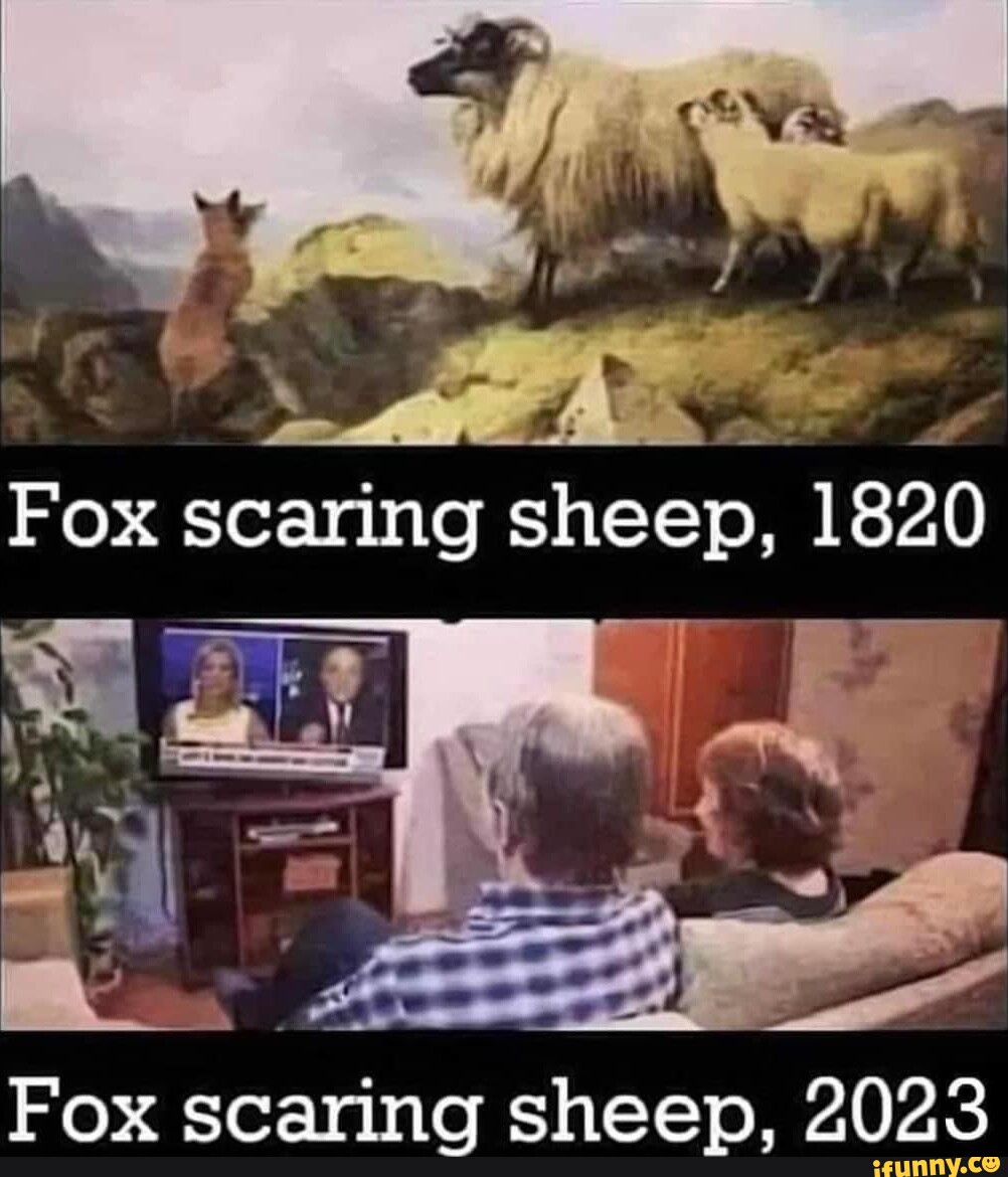 Fox scaring sheep, 1820 Fox scaring sheep, 2023 - iFunny