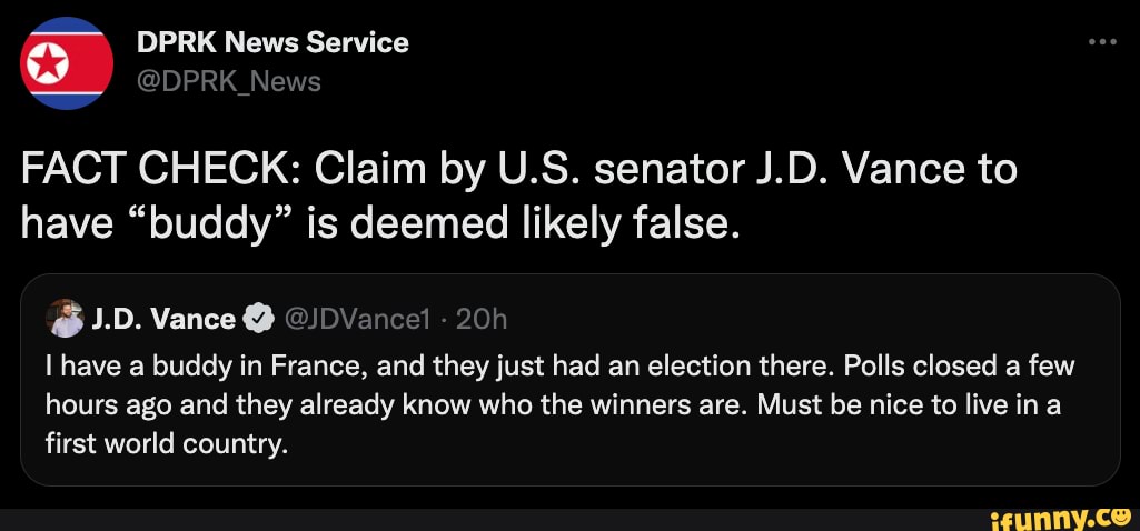 Just In - FACT CHECK: Claim by U.S. senator J.D. Vance to have "buddy ...