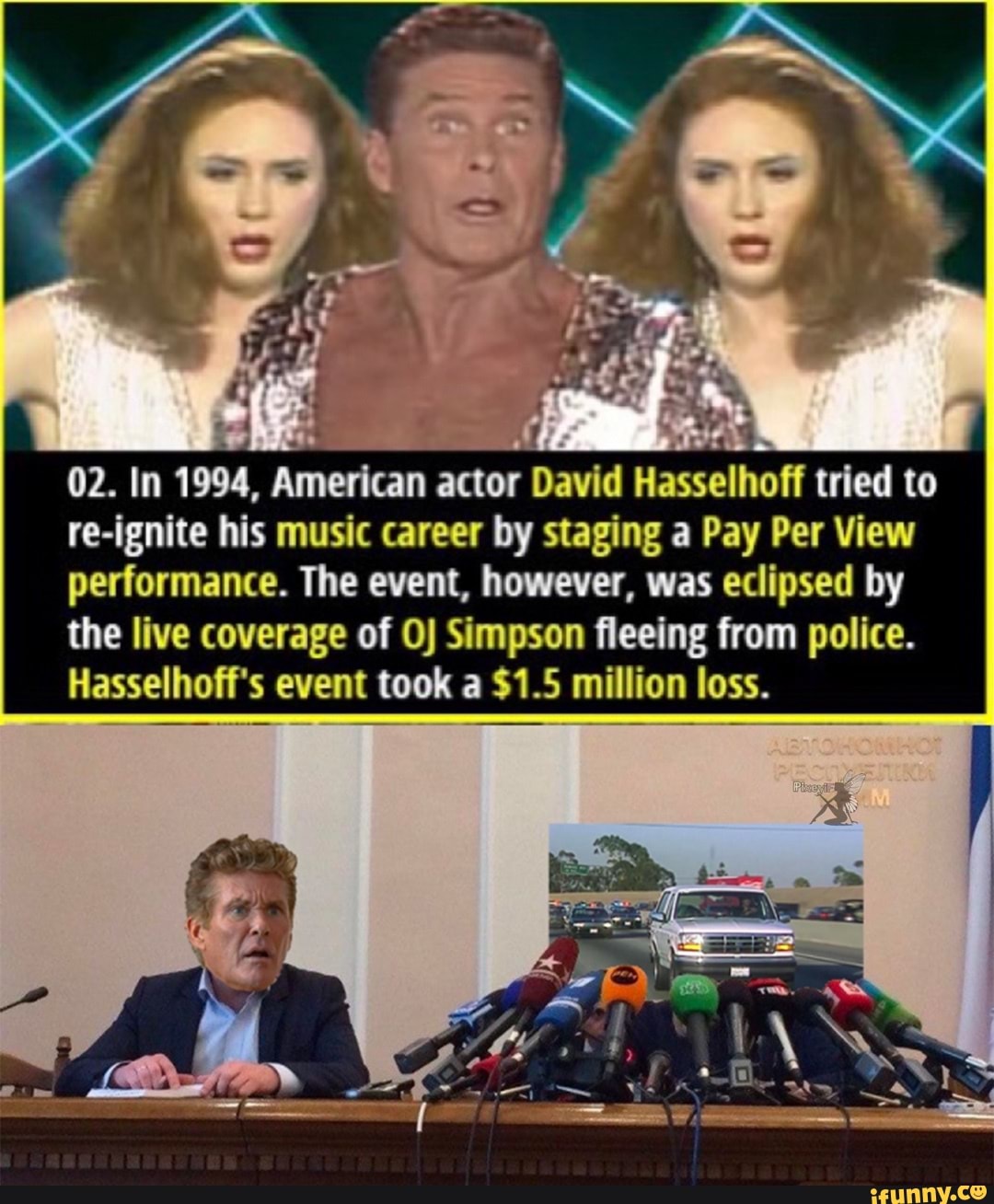 LAN 02. In 1994, American actor David Hasselhoff tried to re-ignite his ...