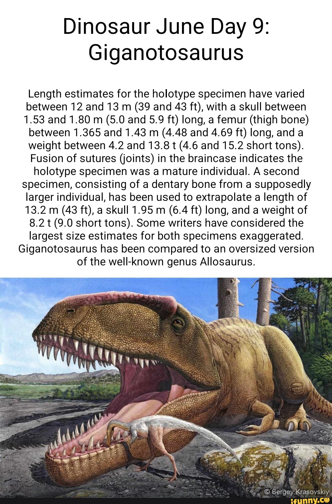Dinosaur June Day 9: Giganotosaurus Length estimates for the holotype ...