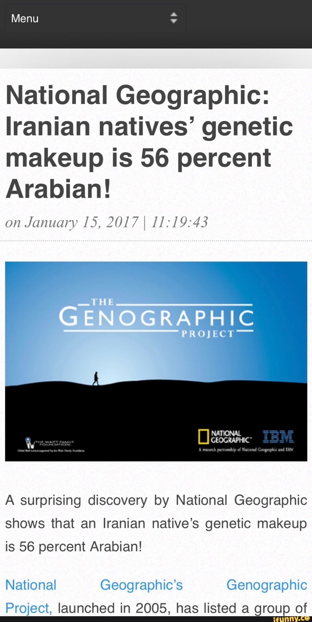 National Geographic: Iranian natives’ genetic makeup is 56 percent ...