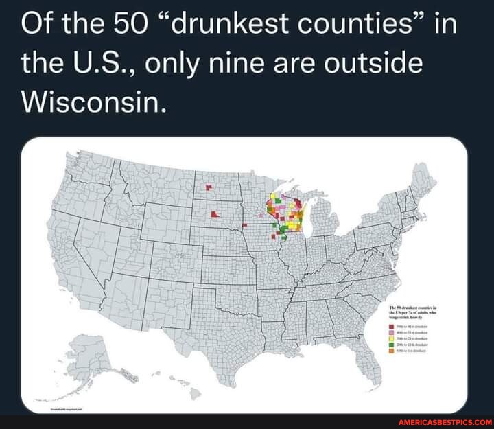 Of the 50 "drunkest counties" in the U.S., only nine are outside ...