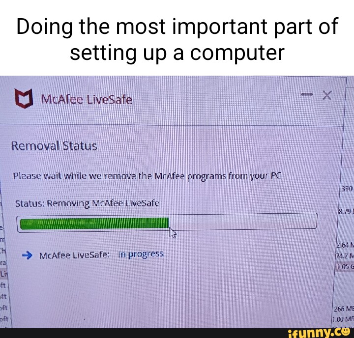 Doing the most important part of setting up a computer Removal Status I ...