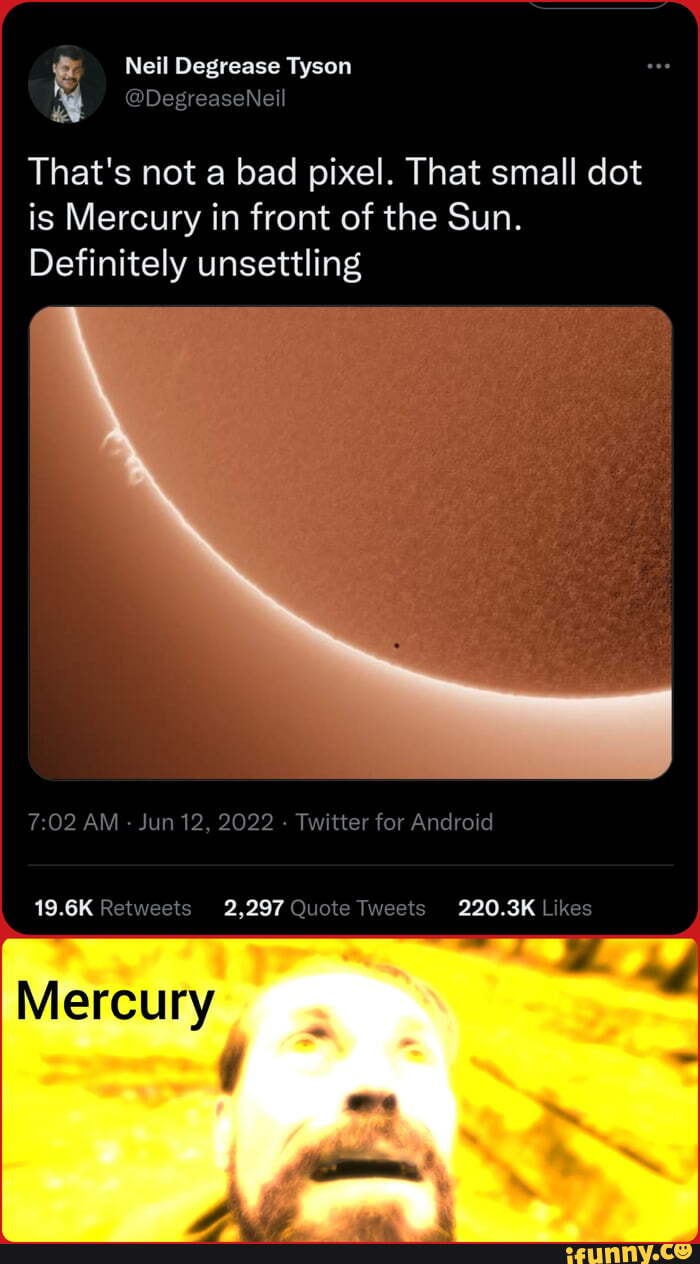 Neil Degrease Tyson That's not a bad pixel. That small dot is Mercury ...