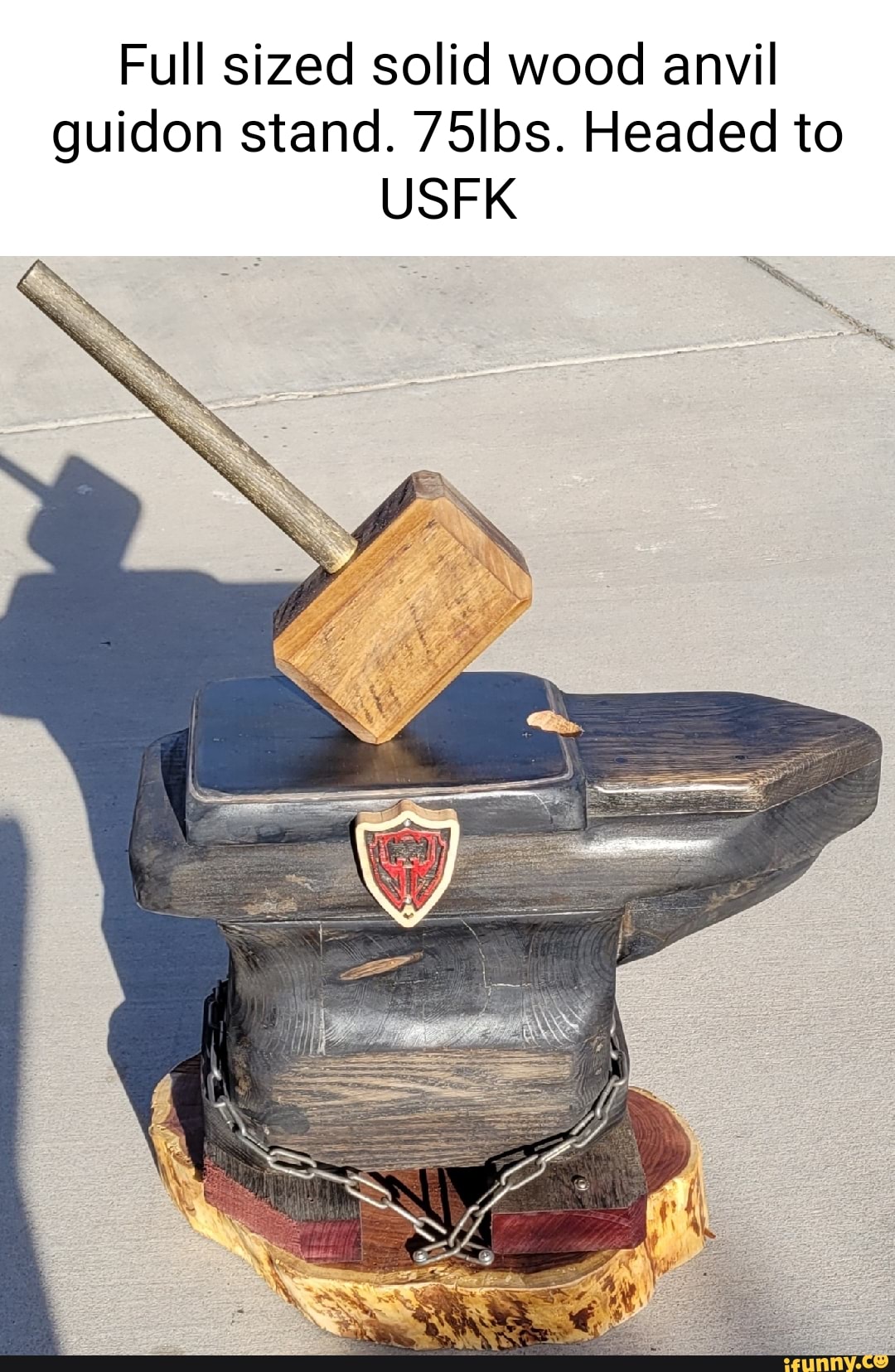 Full sized solid wood anvil guidon stand. 75lbs. Headed to USFK - iFunny