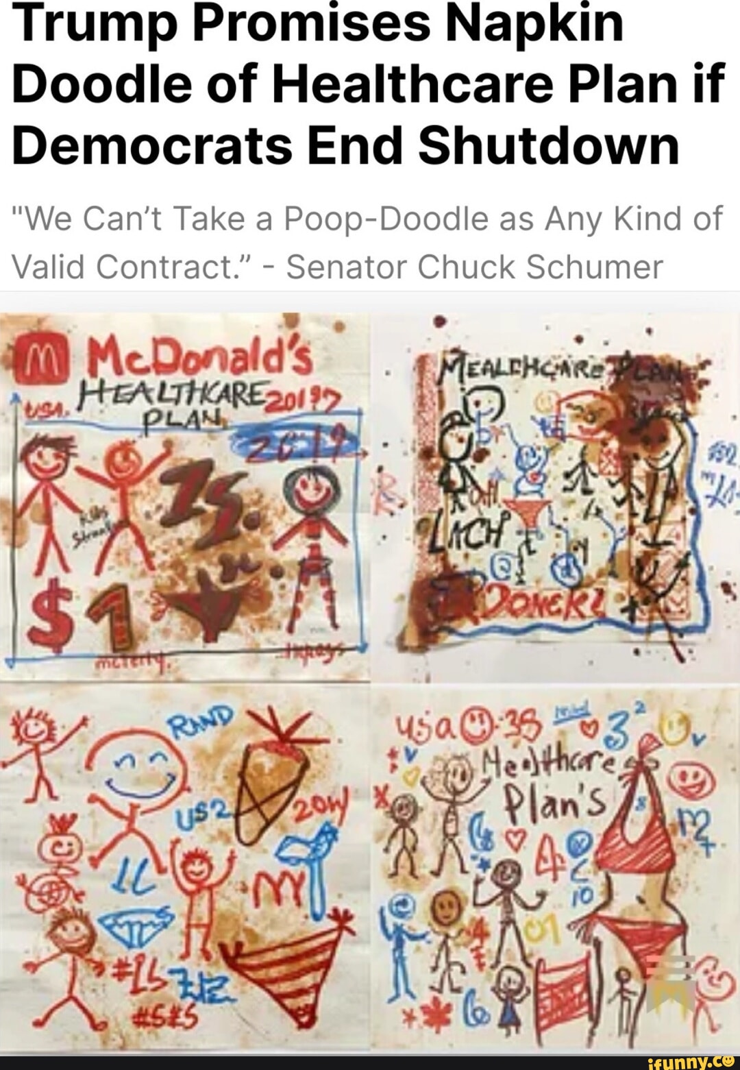 Trump Promises Napkin Doodle of Healthcare Plan if Democrats End ...