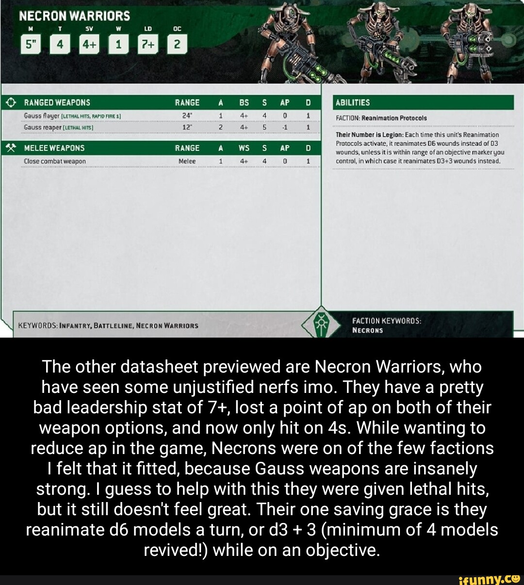 NECRON WARRIORS iT w oc RANGED WEAPONS IN: Reanimation Protocols reaper ...