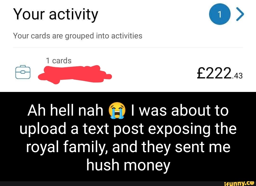 Your activity Your cards are grouped into activities 1 cards Ah hell ...