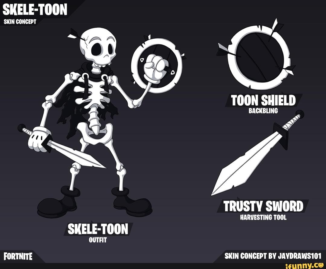 SKELE-TOON SKIN CONCEPT @ 4 TOON SHIELD BACKBLING TRUSTY SWORD ...