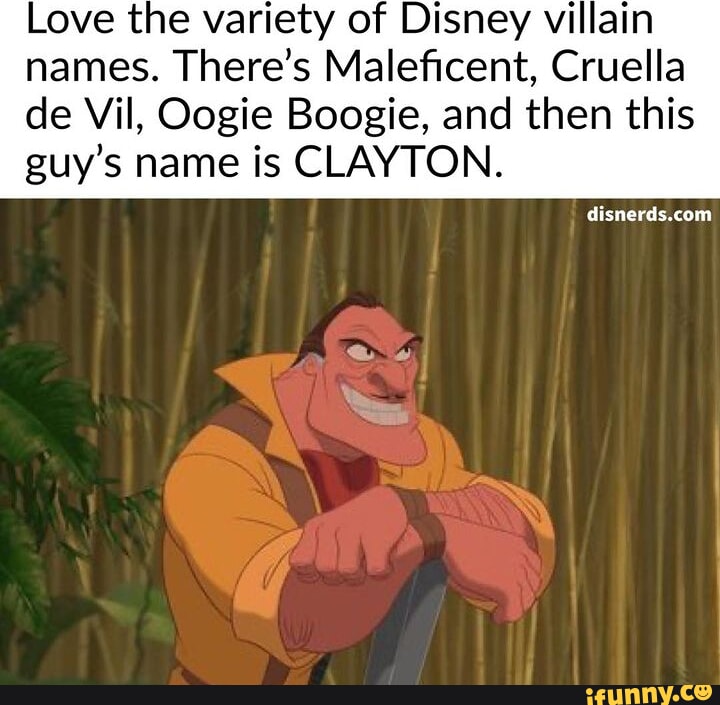 Love the variety of Disney villain names. There's Maleficent, Cruella ...