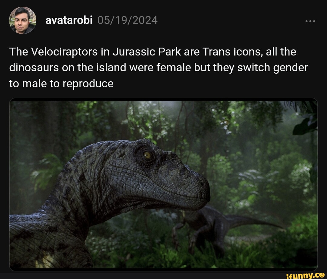 The Velociraptors in Jurassic Park are Trans icons, all the dinosaurs ...