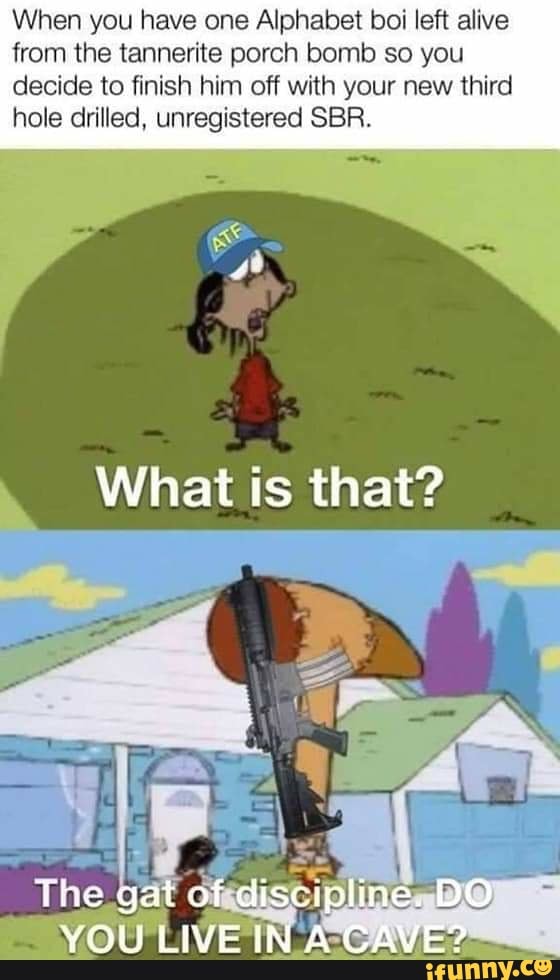 When you have one Alphabet boi left alive from the tannerite porch bomb ...