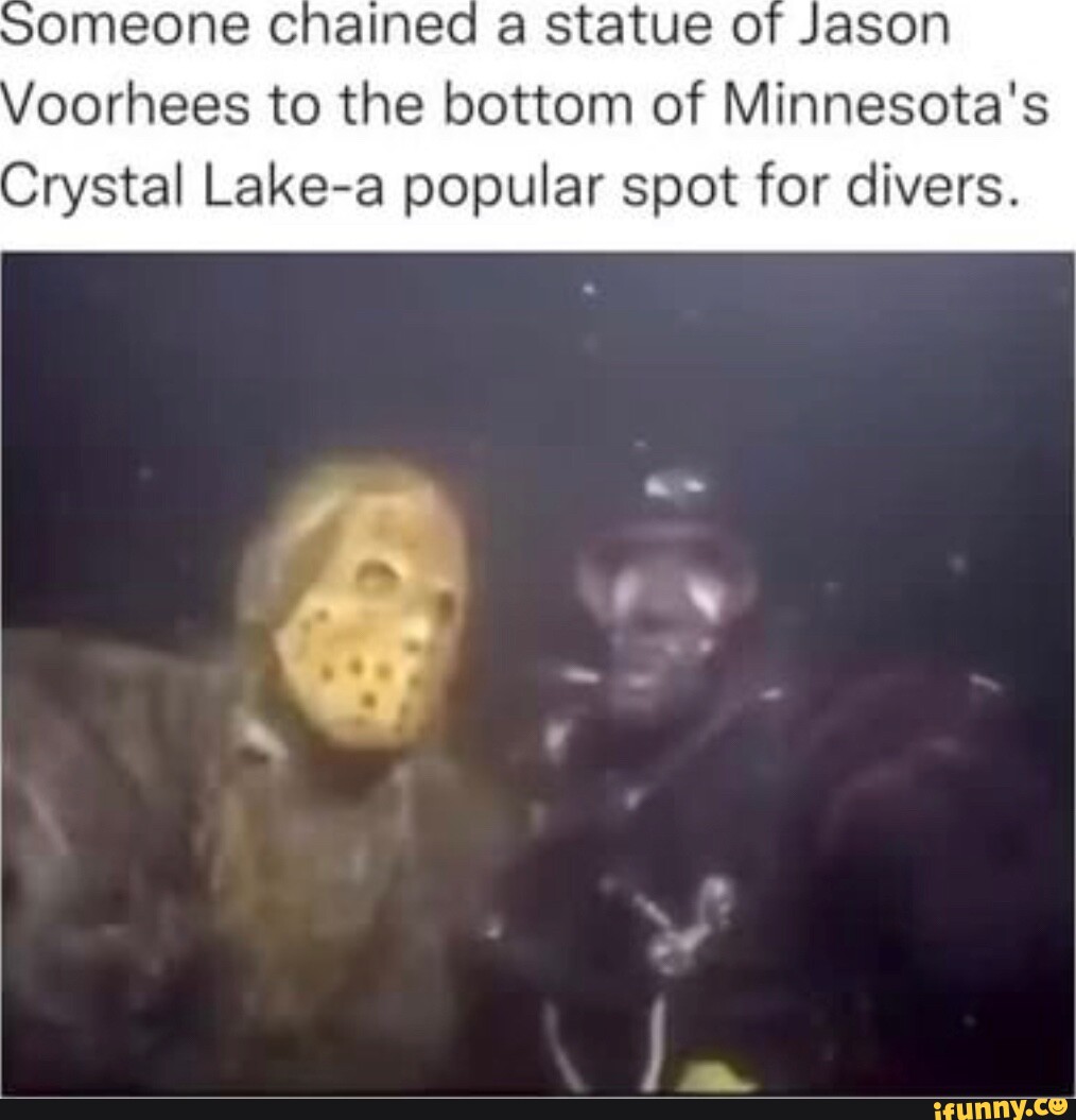 Someone chained a statue of Jason oorhees to the bottom of Minnesota's ...