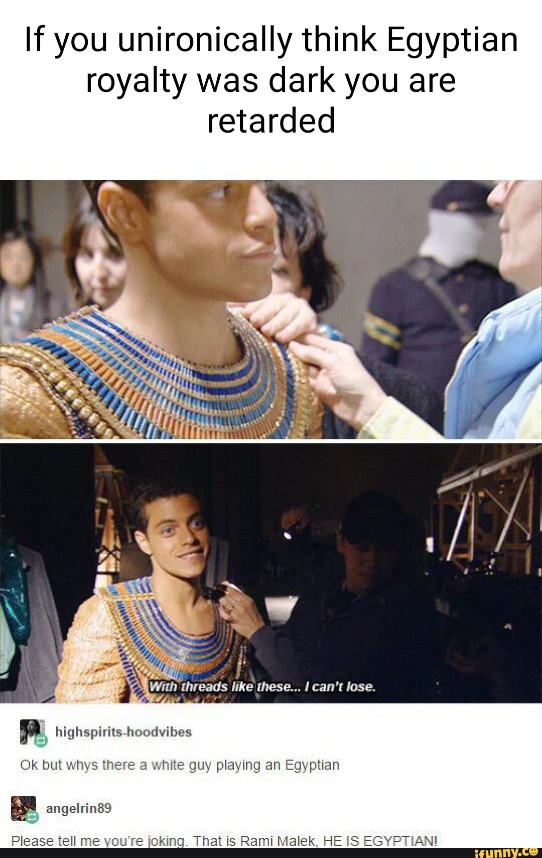 If you unironically think Egyptian royalty was dark you are retarded ...
