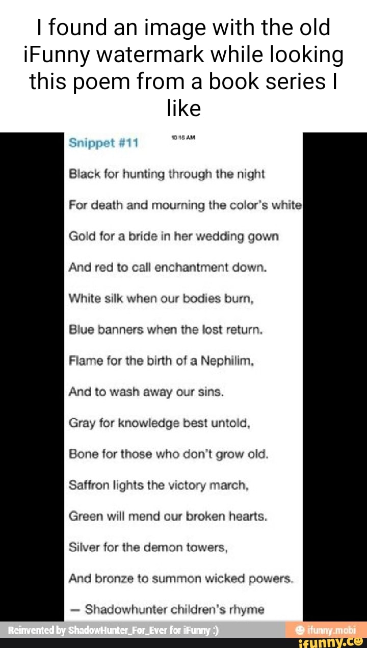 I found an image with the old iFunny watermark while looking this poem ...