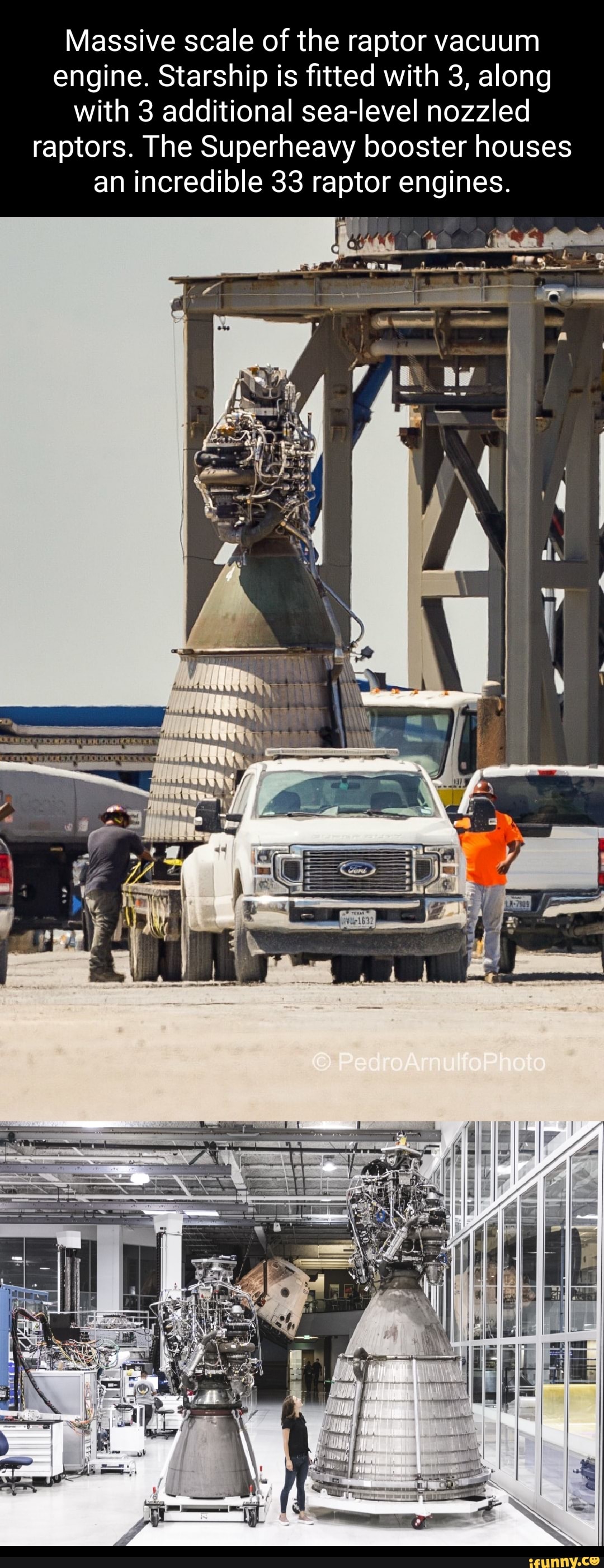 Massive scale of the raptor vacuum engine. Starship is fitted with 3 ...