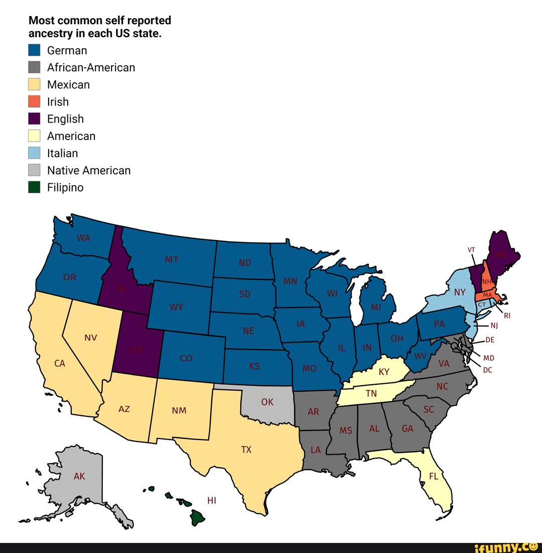 Most common self reported ancestry in each US state. German African ... Most common self reported ancestry in each US state. German African ...