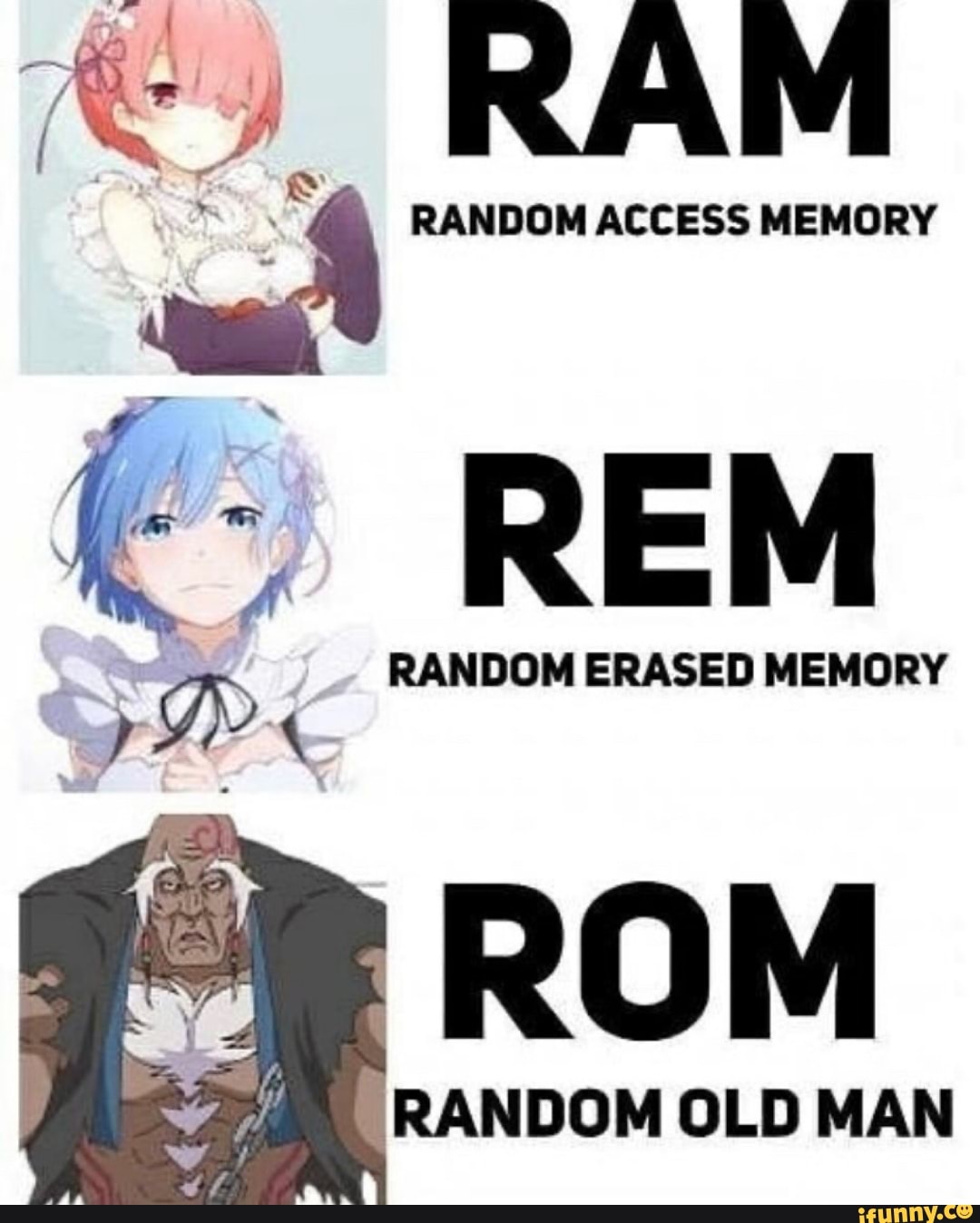 RANDOM ACCESS MEMORY REM RANDOM ERASED MEMORY ROM RANDOM OLD MAN - iFunny