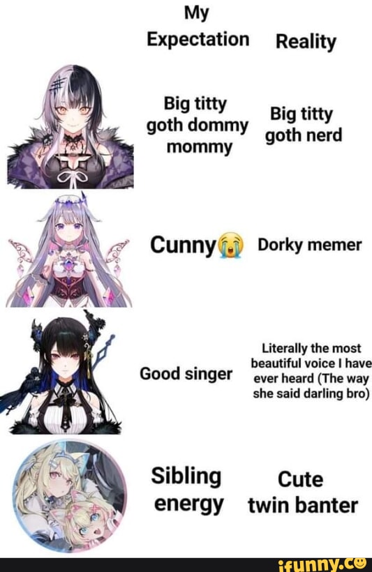 My Expectation Reality Big titty Big titty goth dommy goth nerd mommy ...