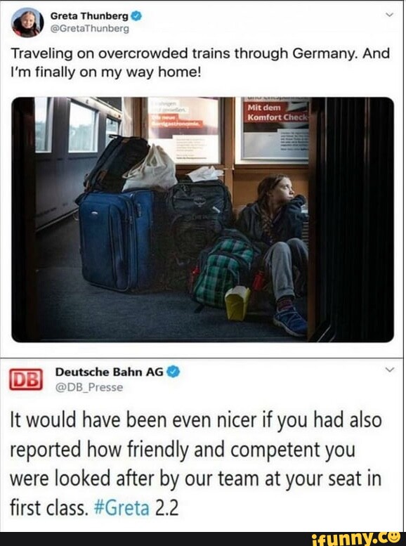 @ Greta Thunberg GretaThunberg Traveling on overcrowded trains through ...