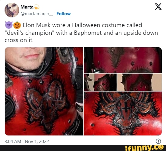 Marta Elon Musk wore a Halloween costume called "devil's champion" with ...