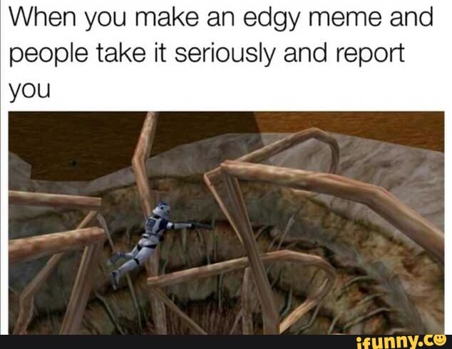 When you make an edgy meme and people take it seriously and report you ...