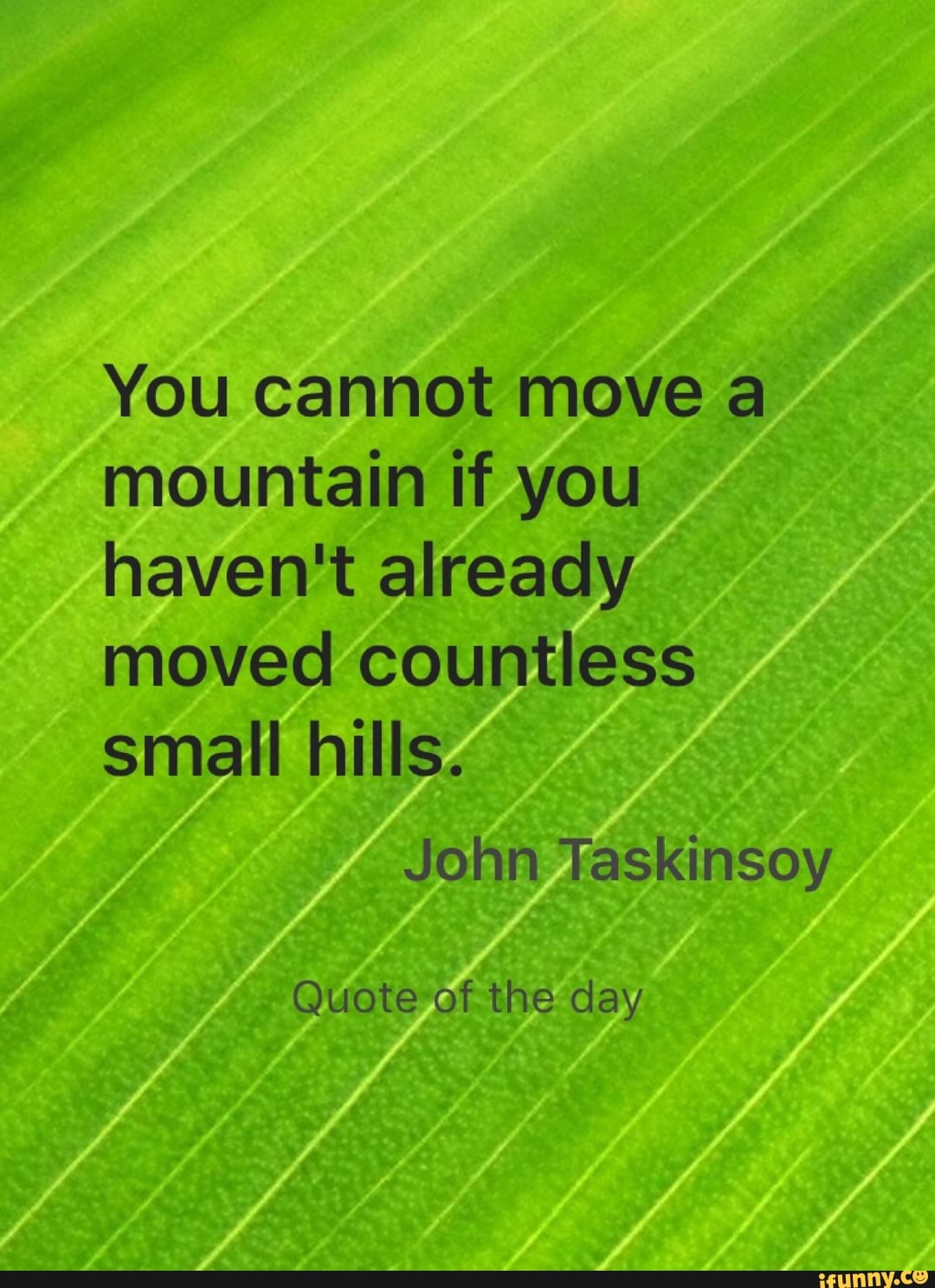 You cannot move a mountain if you haven't already moved countless small ...