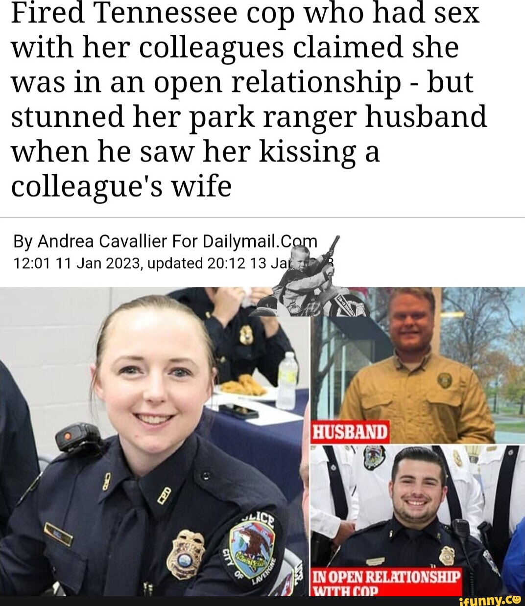 Fired Tennessee cop who had sex with her colleagues claimed she was in ...
