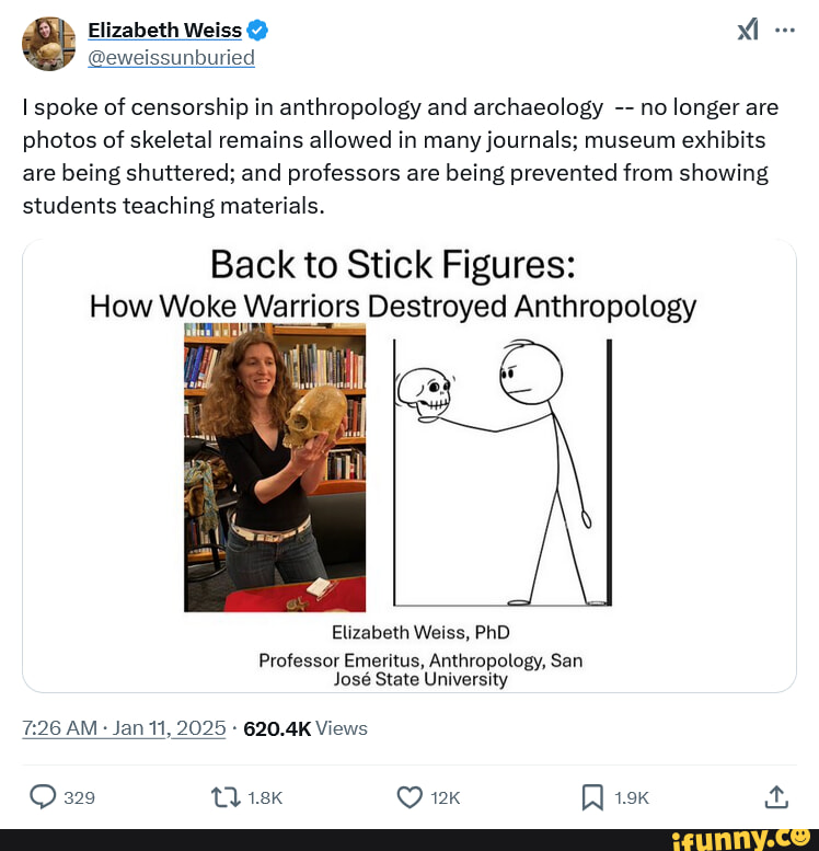 Elizabeth Weiss @ I spoke of censorship in anthropology and archaeology ...