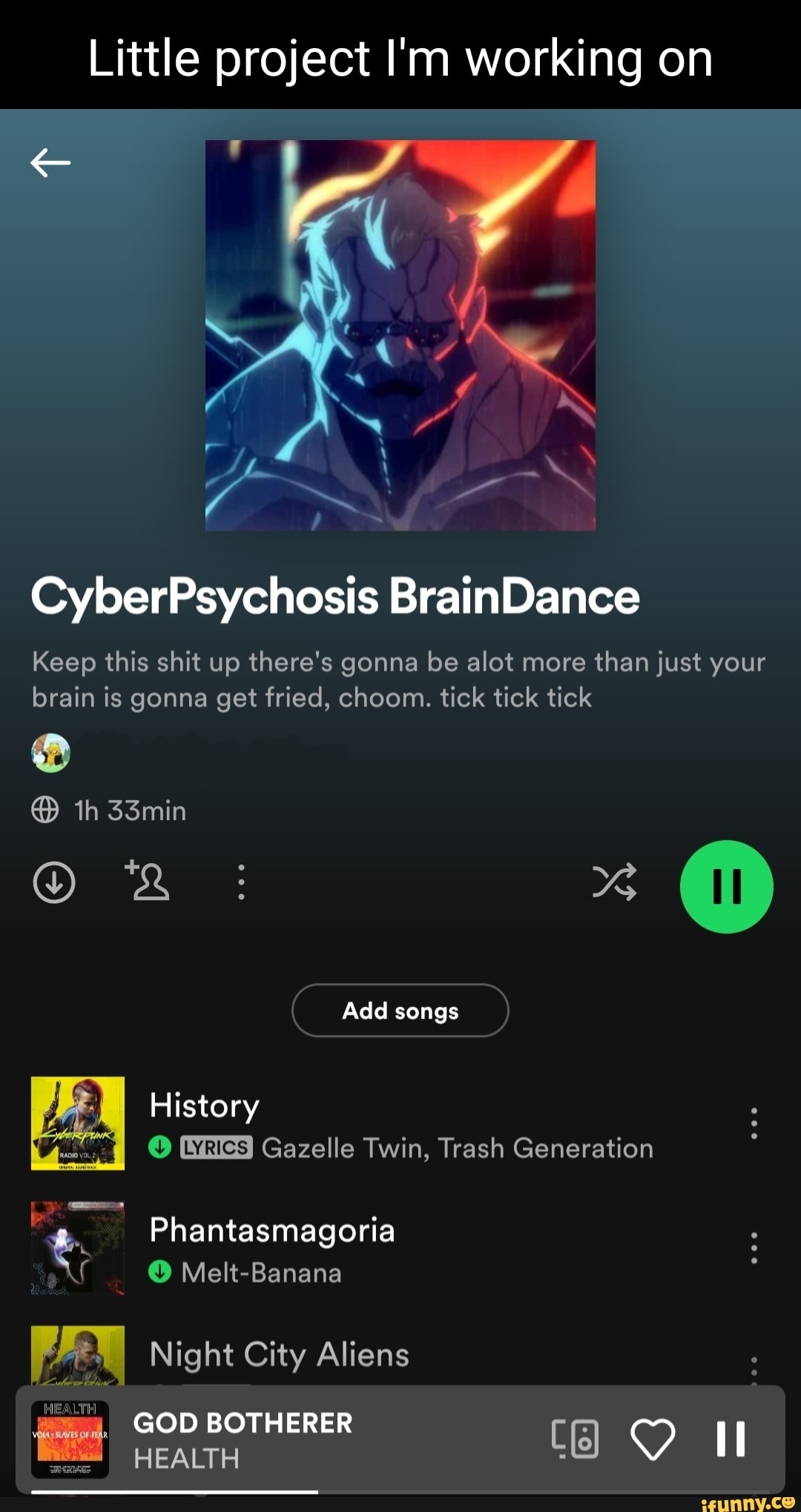 Little project I'm working on an SQ CyberPsychosis BrainDance Keep this ...