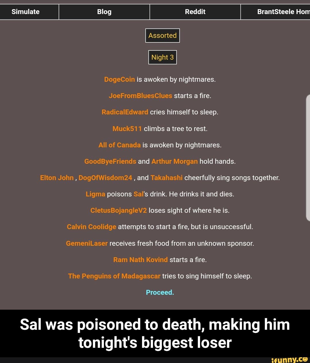 Sal was poisoned to death, making him tonight's biggest loser - Sal was ...