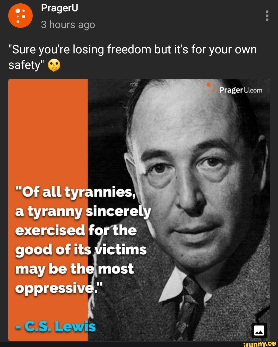 ES 3 hours ago "Sure you're losing freedom but it's for your own safety ...