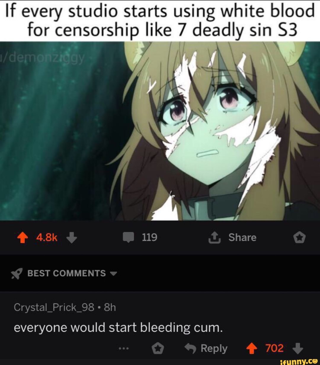 If every studio starts using white blood for censorship like 7 deadly ...