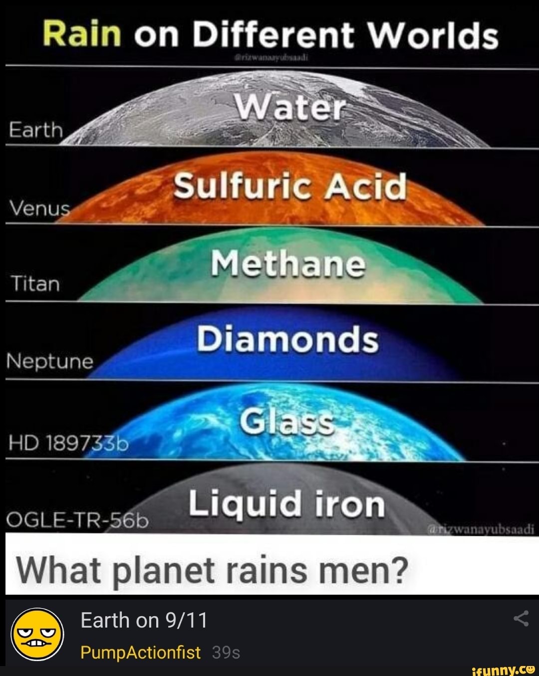 Rain on Different Worlds Water Methane Diamonds Glass Earth Venus ...