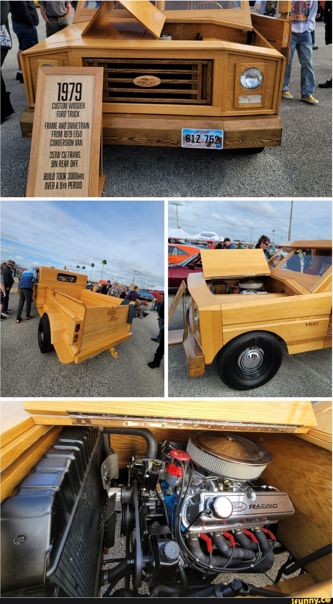 CUSTOM WOODEN FORD TRUCK FRAME AND DRIVETRAIN FROM CONVERSION VAN I SIW ...