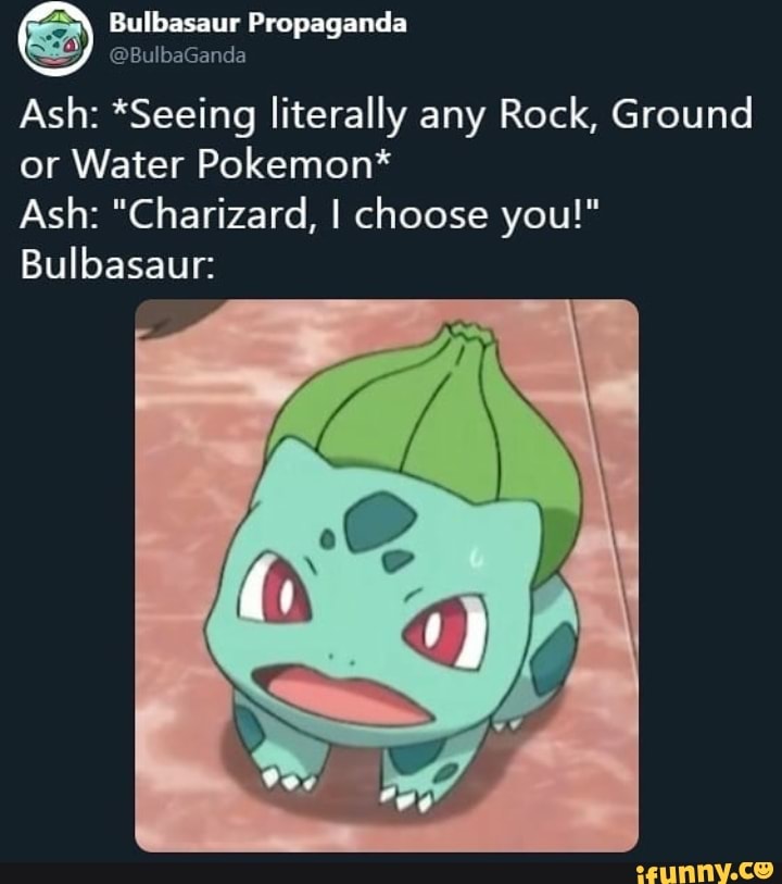 Bulbasaur Propaganda @EulbaGanda Ash: *Seeing literally any Rock ...