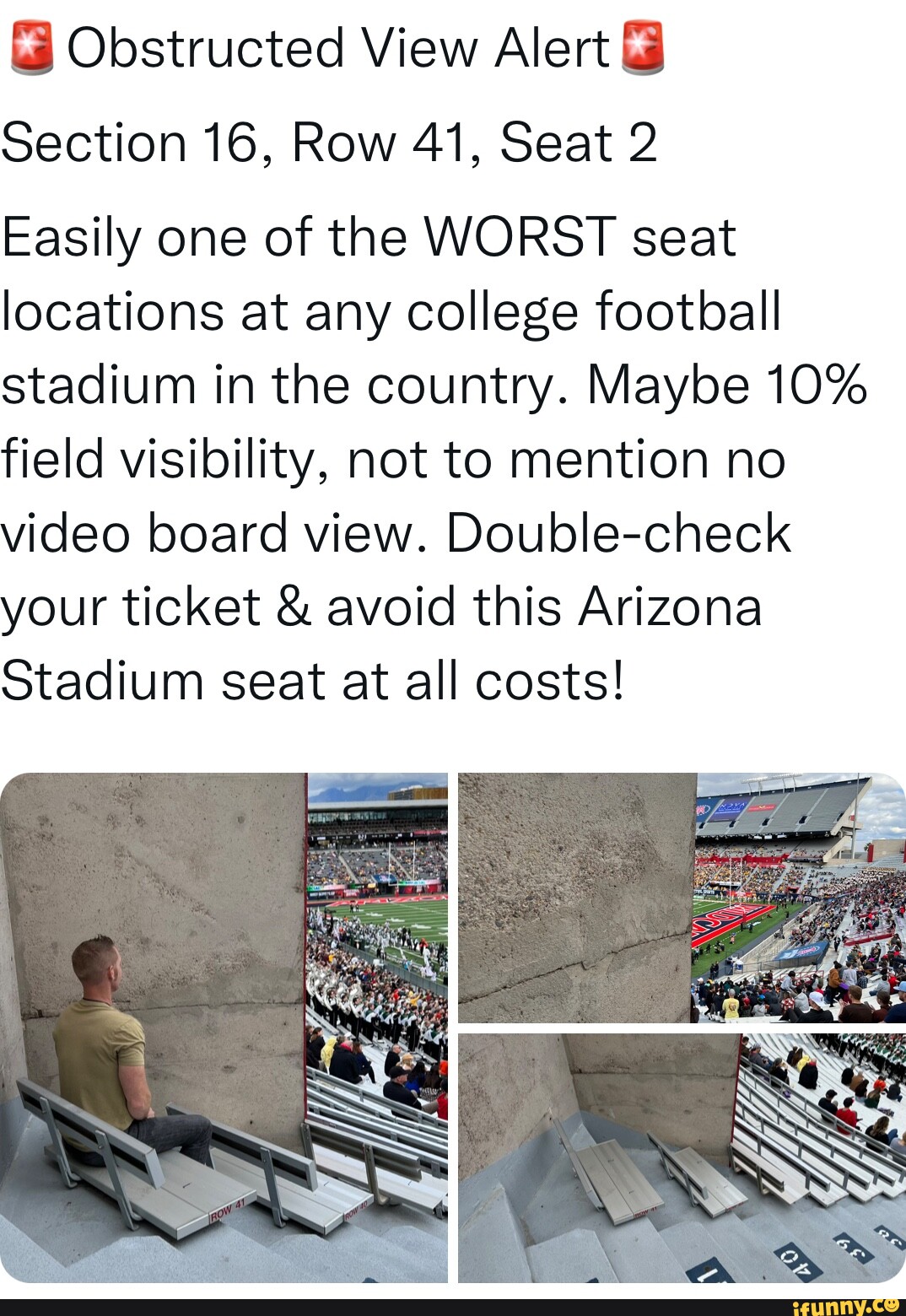 Obstructed View Alert Section 16, Row 41, Seat 2 Easily one of the WORST seat locations at any ...