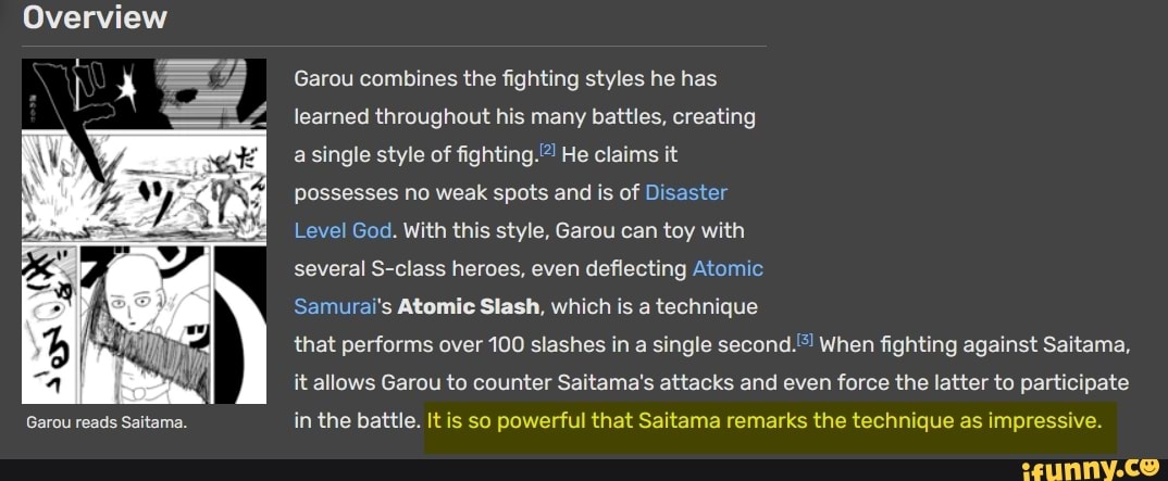 Overview Garou combines the fighting styles he has learned throughout ...