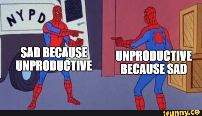 SAD BECAUSE UNPRODUCTIVE UNPRODUCTIVE BECAUSE SAD - iFunny